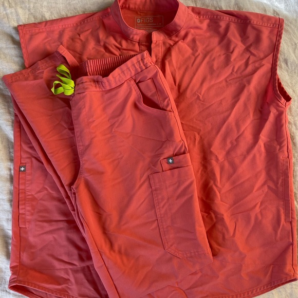 Figs | Tops | Figs Hot Coral Set | Poshmark
